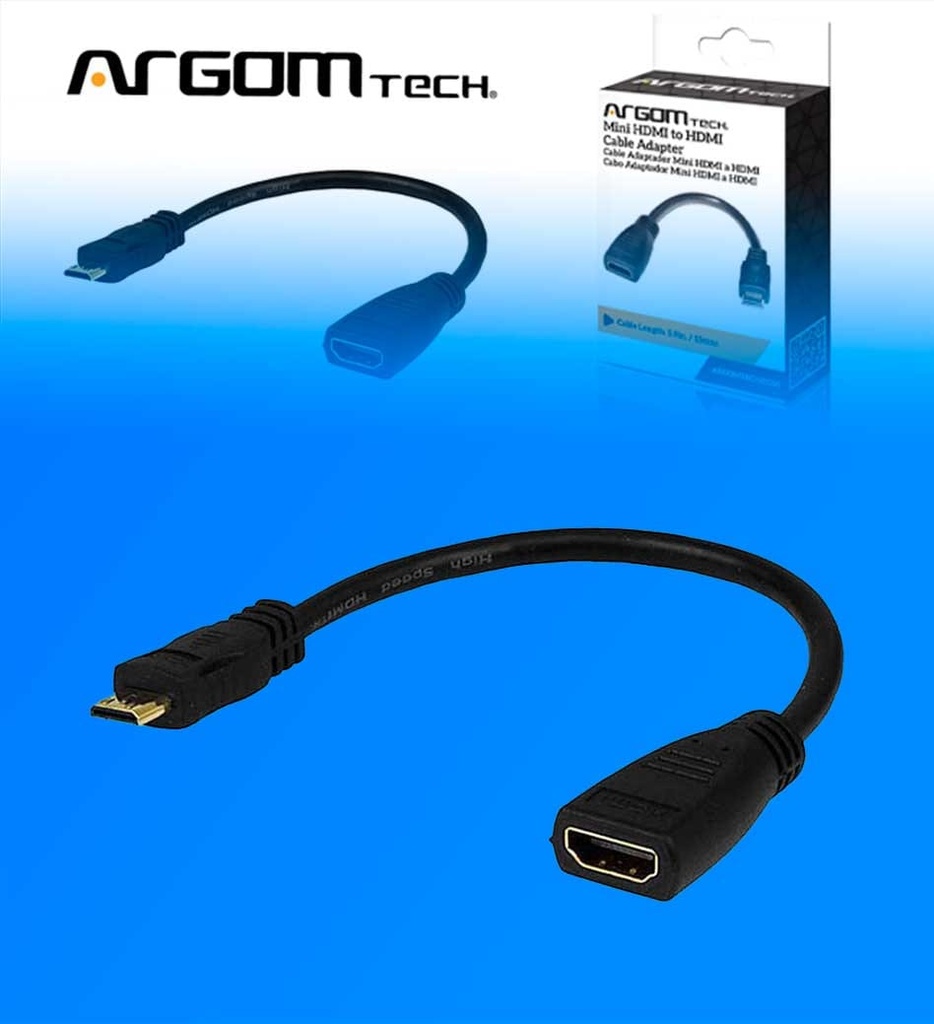 Cable Adaptador Argom ARG-CB-0052 Mini HDMI Macho a HDMI Hembra 15cm | TERA