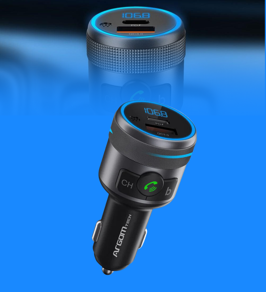 Conector Argom ARG-AC-0343BK Bluetooth Para Carro 2 puertos de Carga ...