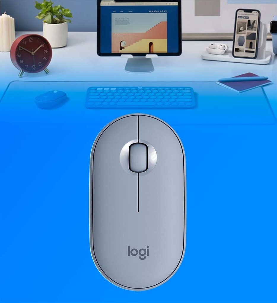 Mouse Logitech M350 Pebble Inalambrico Color Gris Azulado | TERA Guatemala